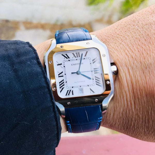 Rubber Strap for Cartier Santos 100 in Black - Helvetus® Switzerland