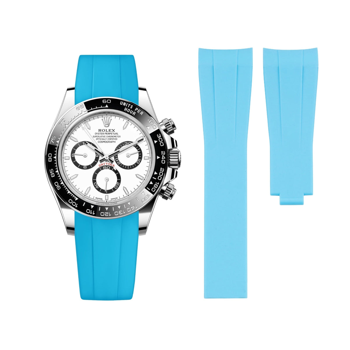 Light Blue Rubber Strap for Rolex Daytona – Clean Vibe | Helvetus®