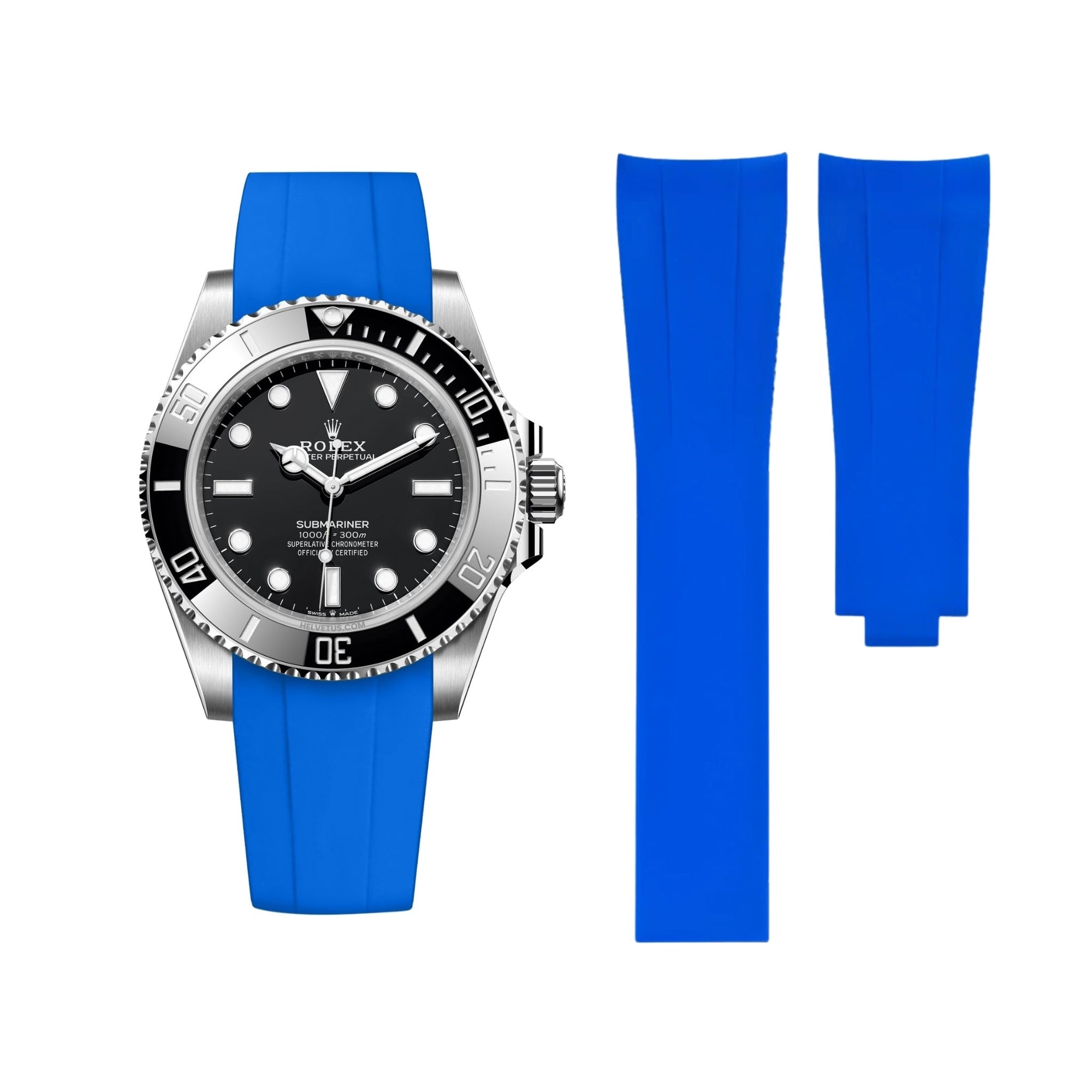 Blue Rubber Strap for Rolex Submariner – Dive Ready | Helvetus®