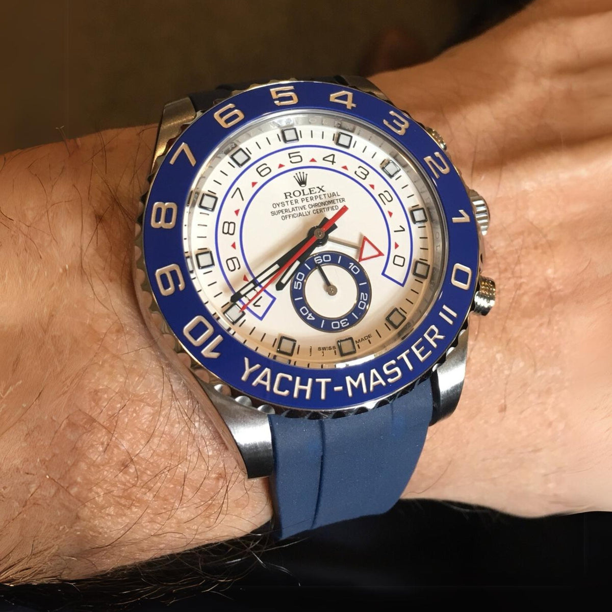 Rolex Yacht-Master II Deployant Strap in Navy Blue - Helvetus® Swiss Straps