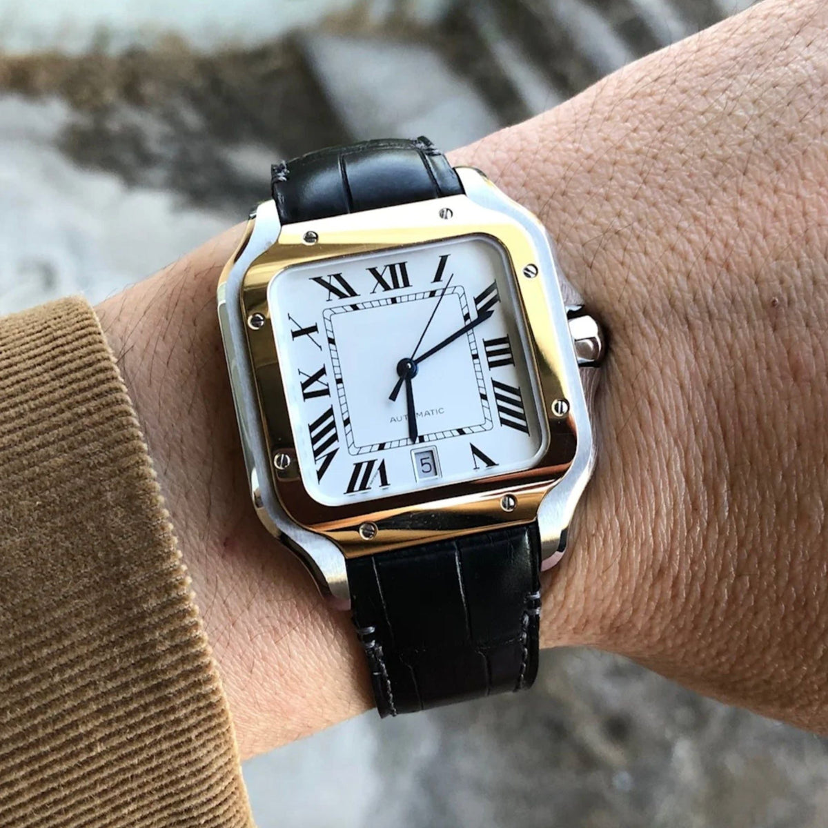 Black Leather Strap for Cartier Santos Medium/Large – Quick Release ...