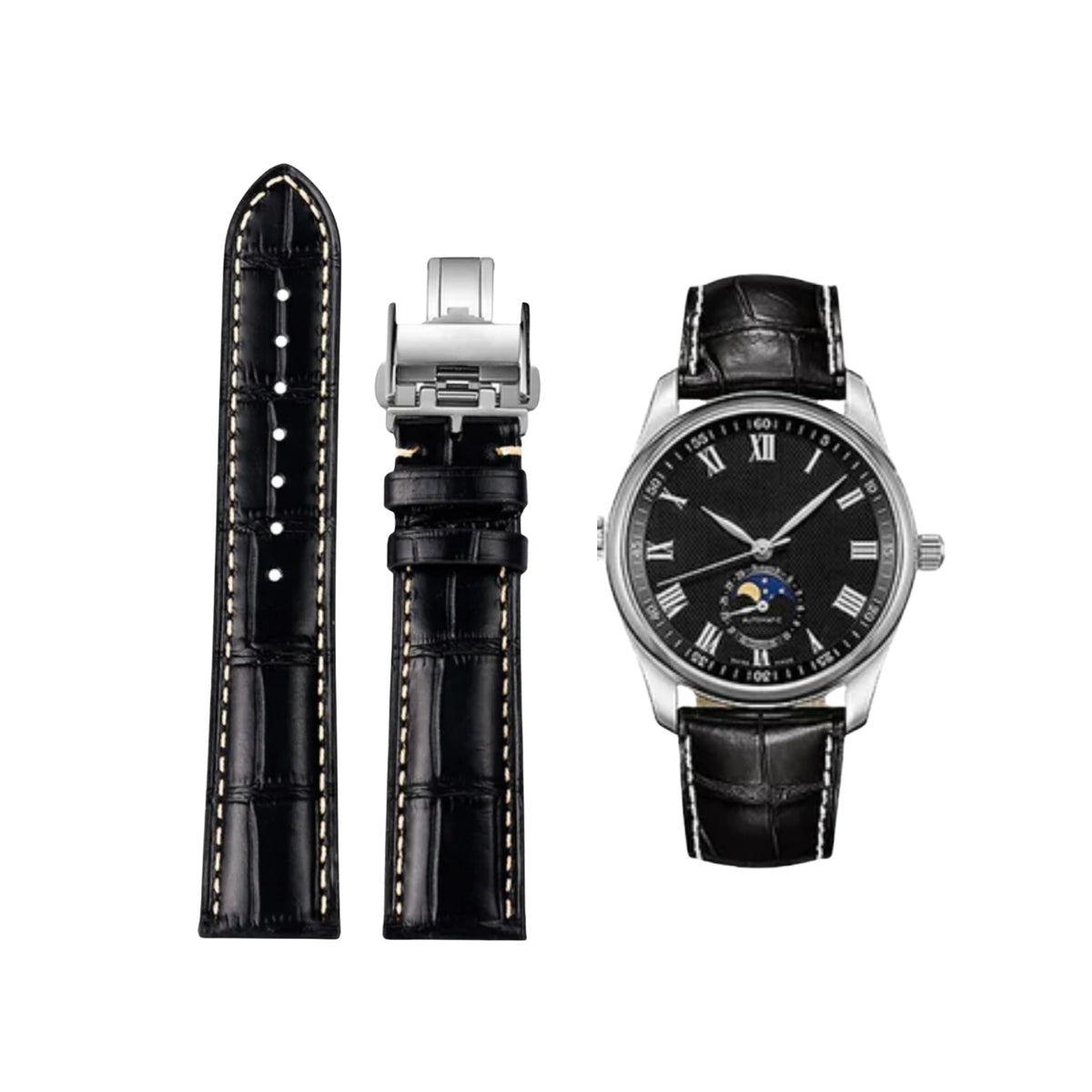 Leather Strap for Longines Master Collection in Black- Helvetus ...