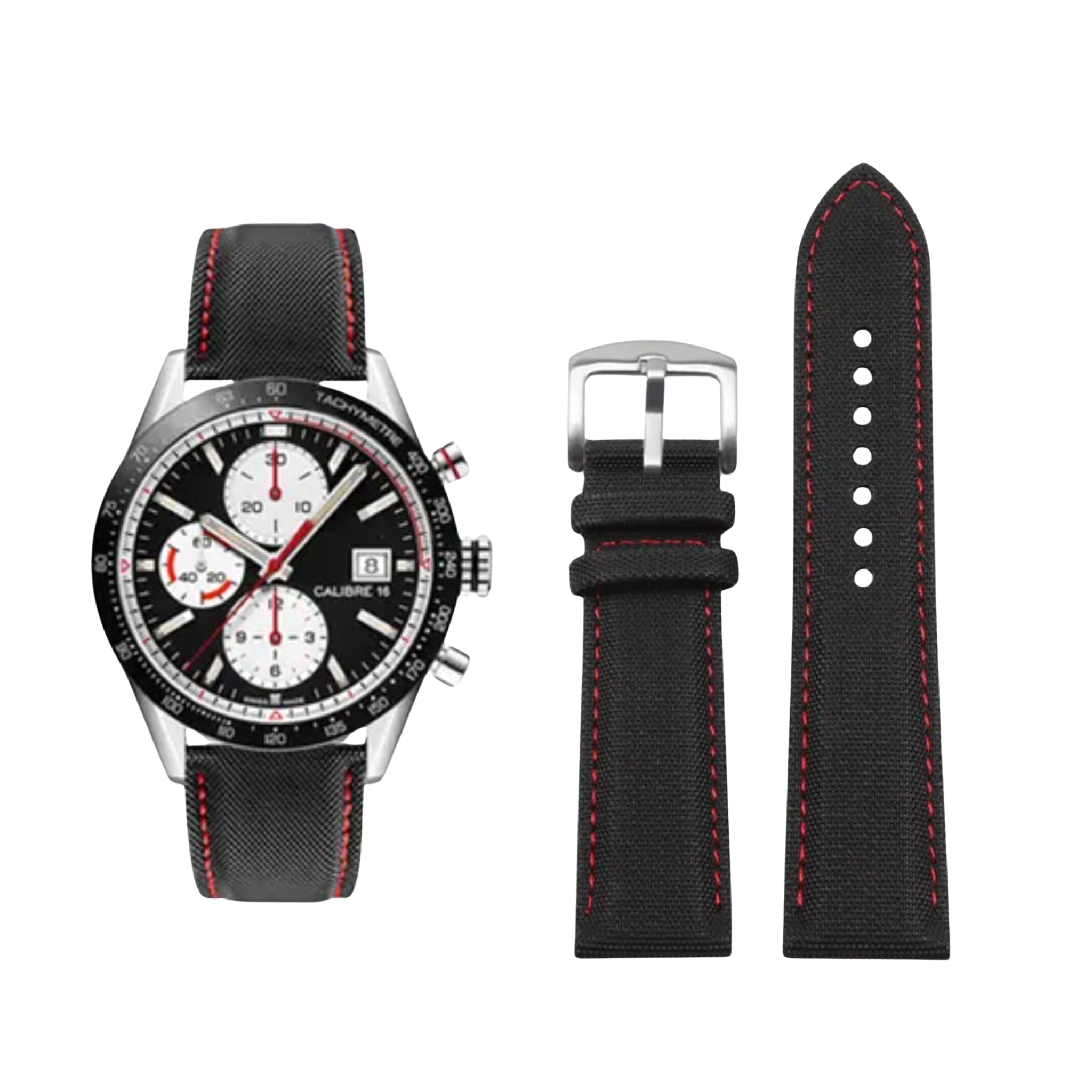 Nylon Strap for Tag Heuer Formula 1 in Black/Red - Helvetus® Switzerland