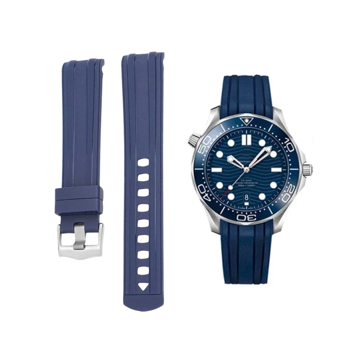 Strap for Omega Seamaster (Diver) 300 in Navy Blue - Helvetus® Swiss Straps