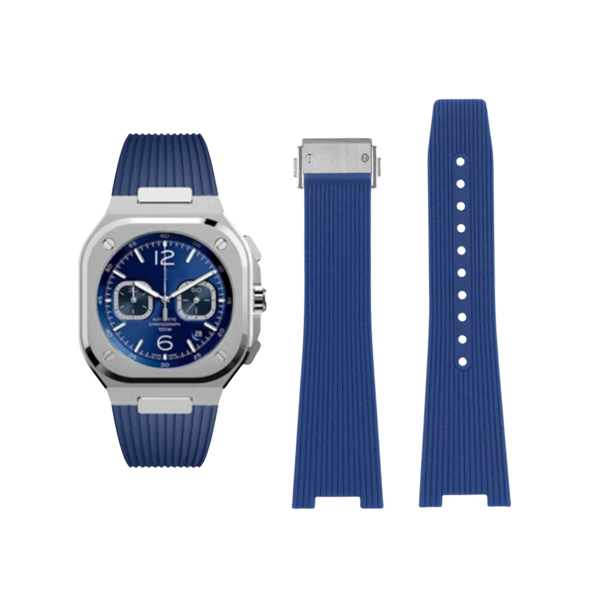 Elegant Blue Rubber Strap for Bell & Ross BR-05 – Helvetus®