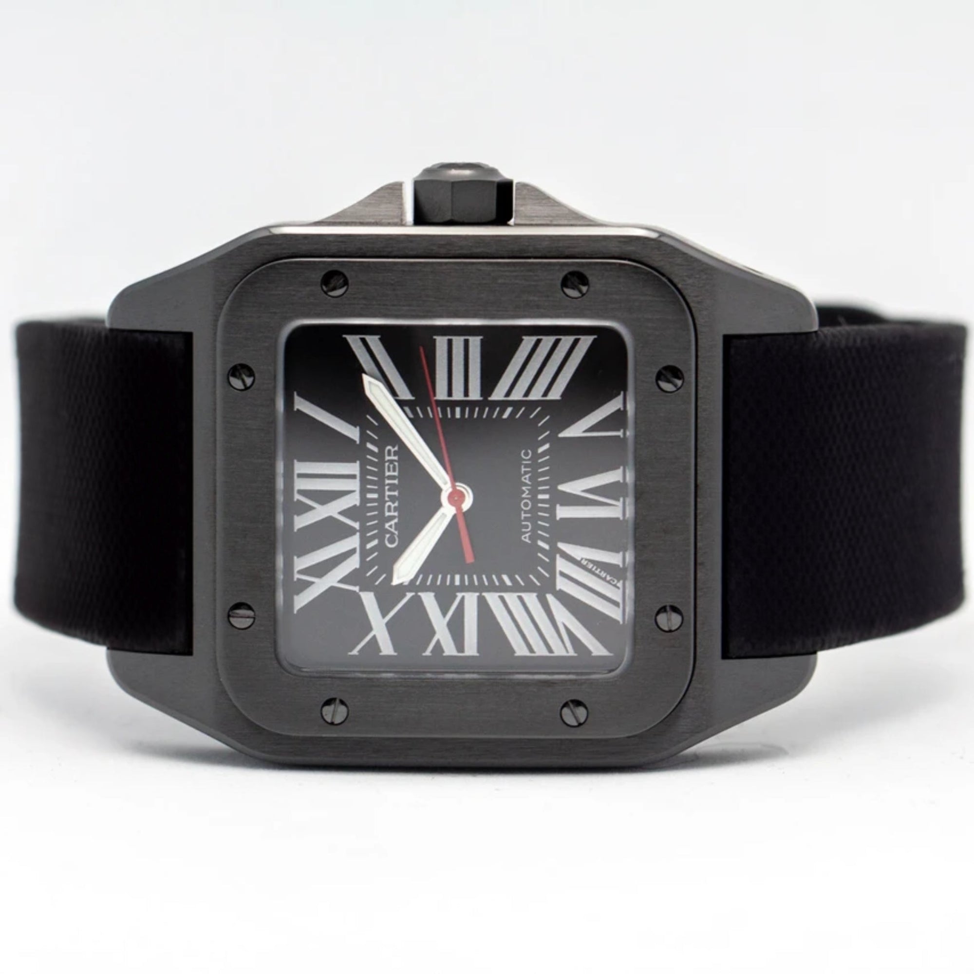 Rubber Strap for Cartier Santos 100 in Black - Helvetus® Switzerland