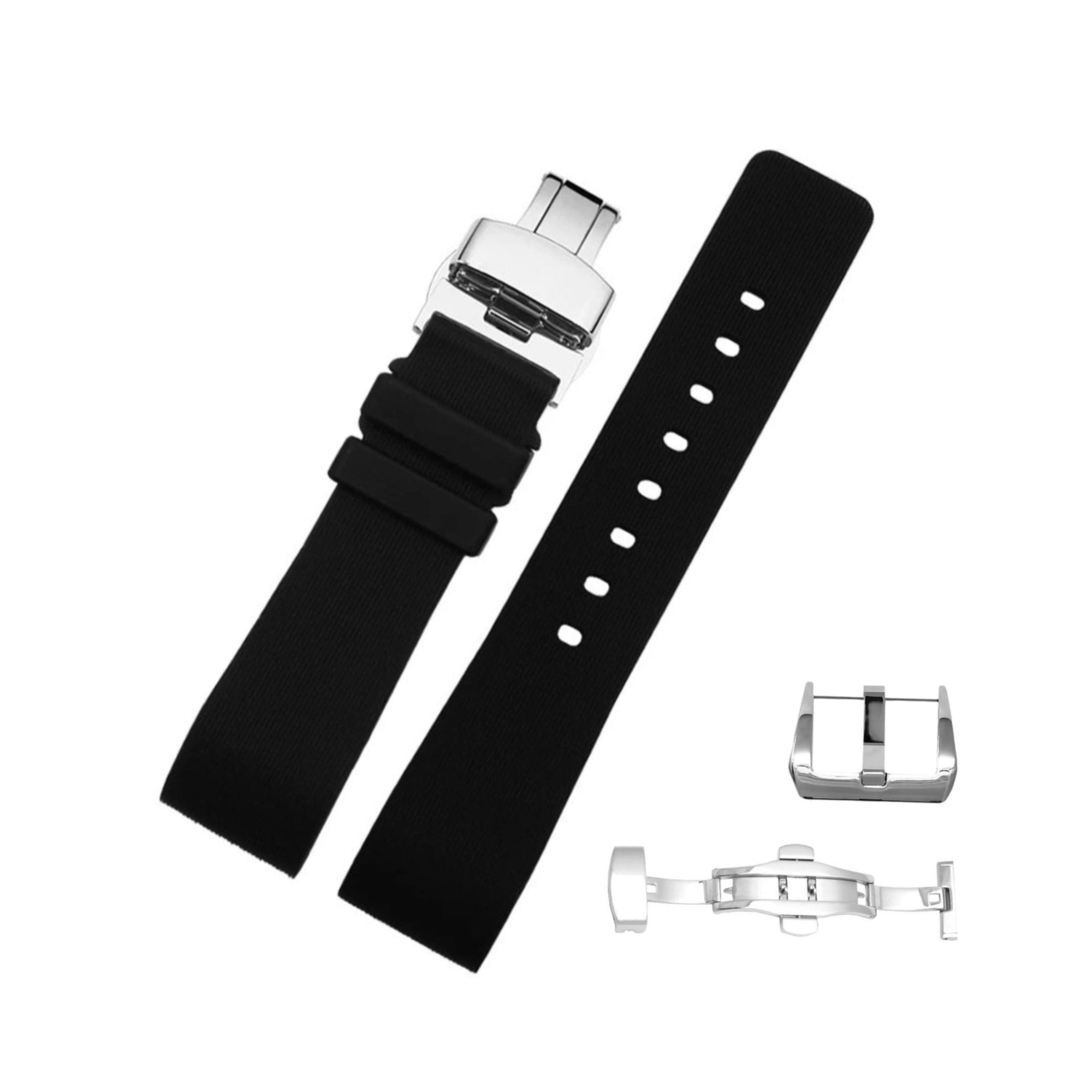 Rubber Strap for Cartier Santos 100 in Black - Helvetus® Switzerland