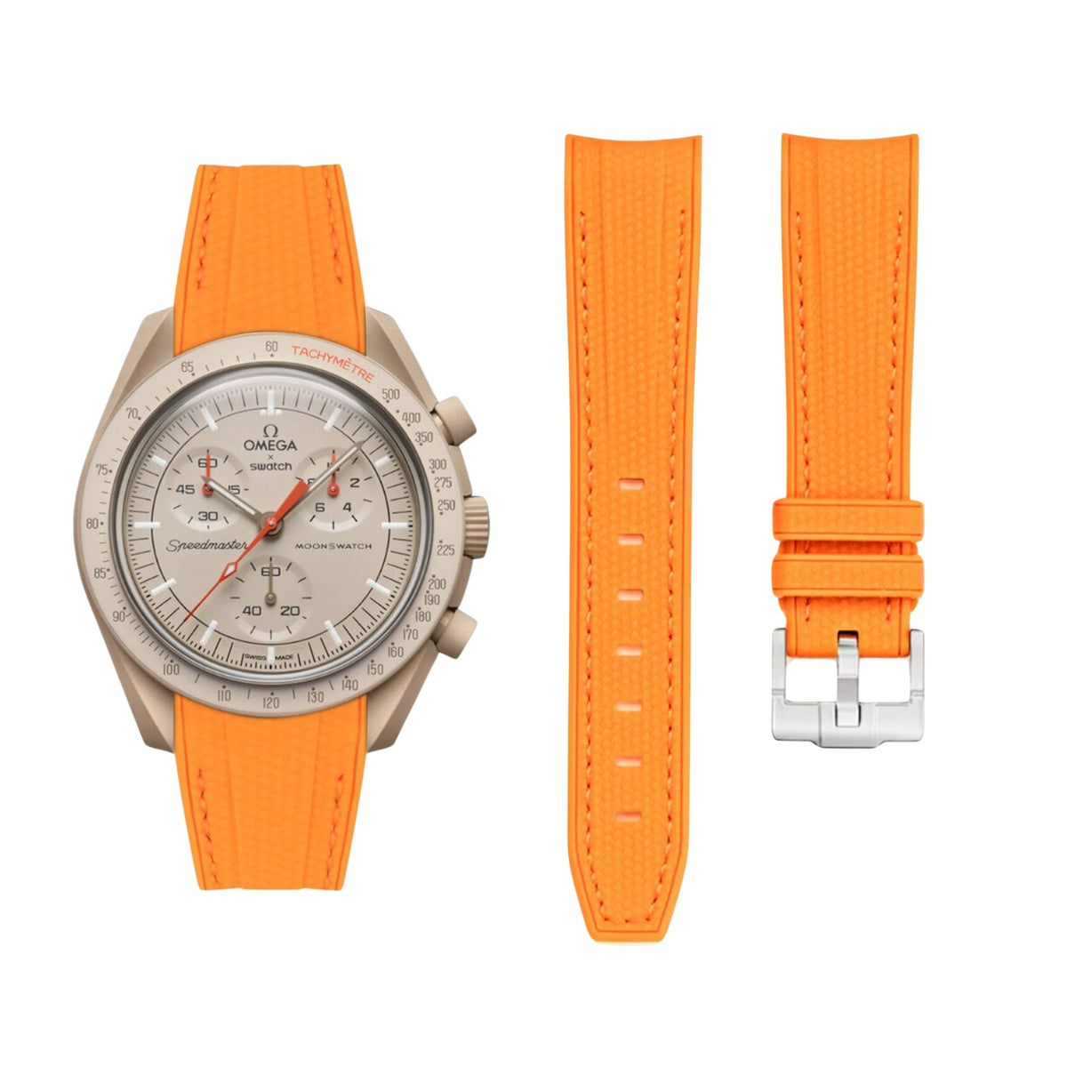 Strap for Mission to Jupiter Moonswatch in Orange w/Orange - Helvetus ...