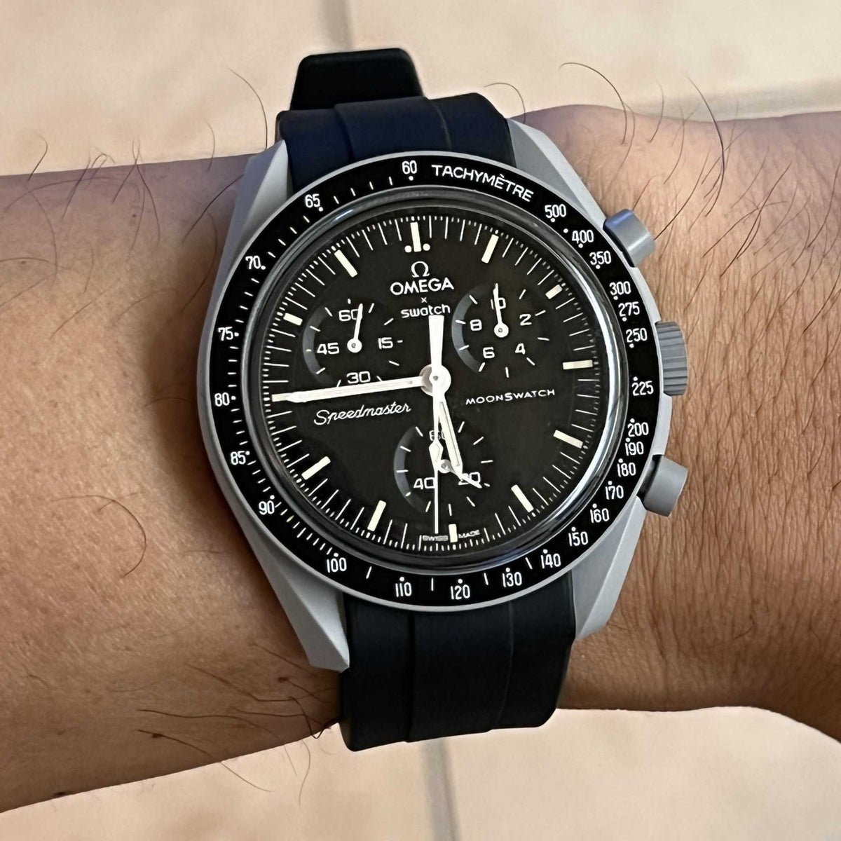 Strap for Mission to the Moon Moonswatch in Black - Helvetus® Switzerland