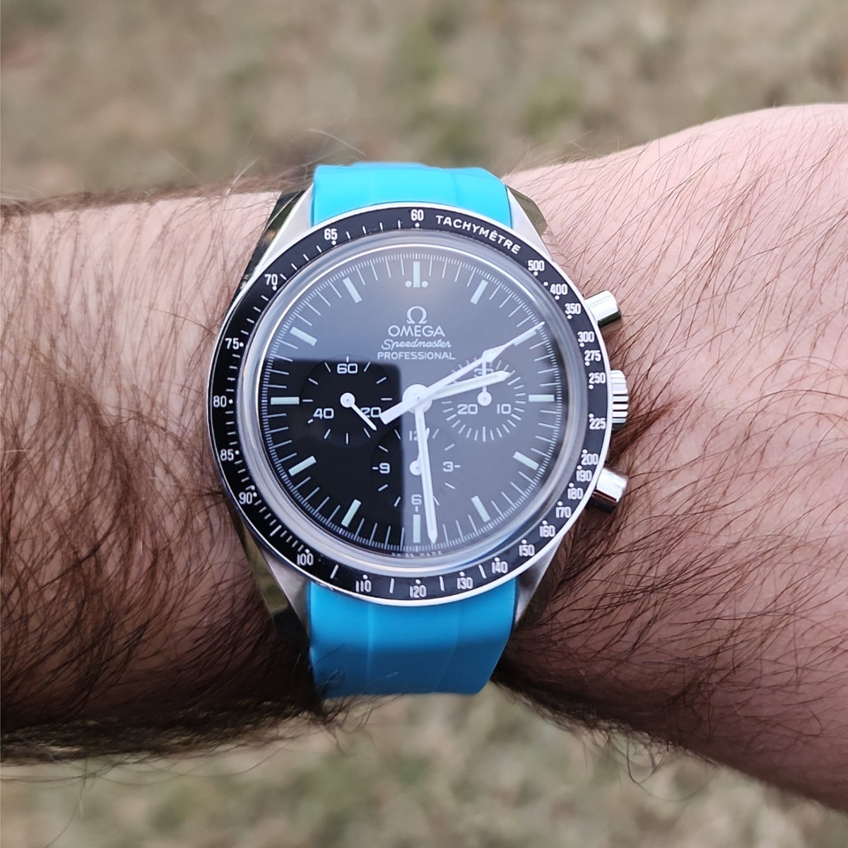 Omega Speedmaster Strap in Light Blue - Helvetus® Swiss Straps