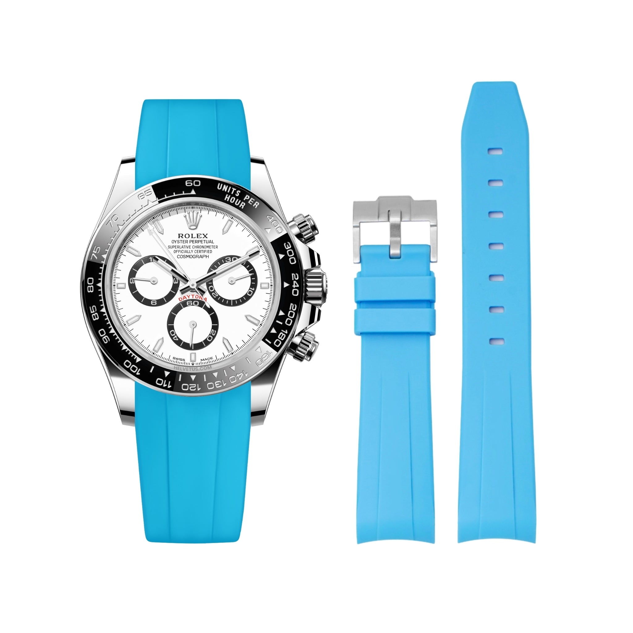 Light Blue Rubber Strap for Rolex Daytona – Soft Finish | Helvetus®