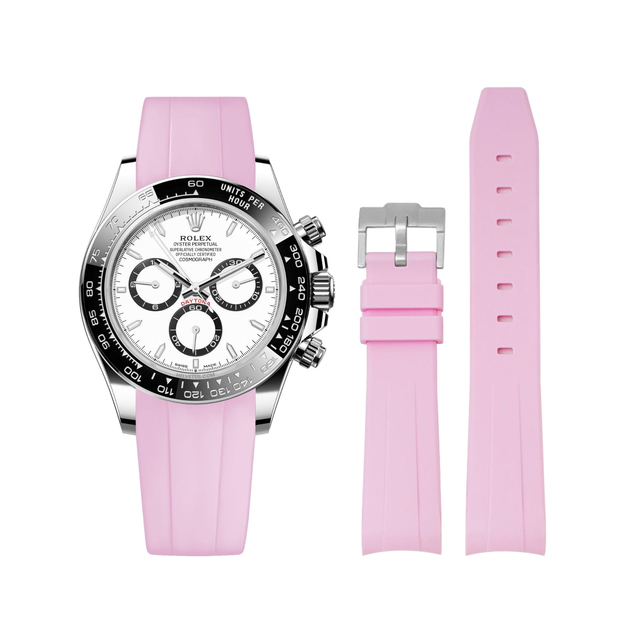 Pink Rubber Strap for Rolex Daytona – Elegant & Bright | Helvetus®