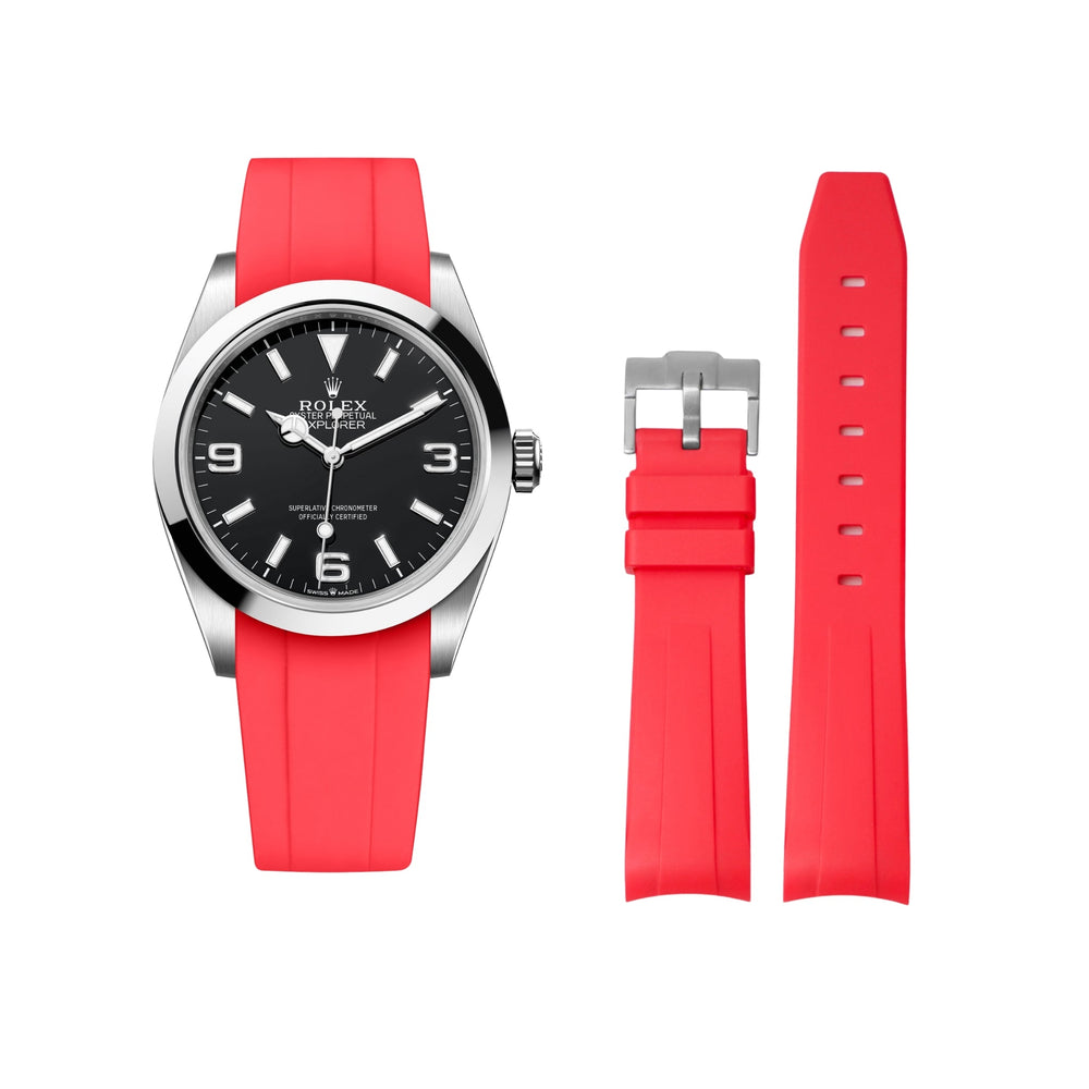 Rolex Explorer I Rubber Strap in Red - Helvetus® Swiss Straps