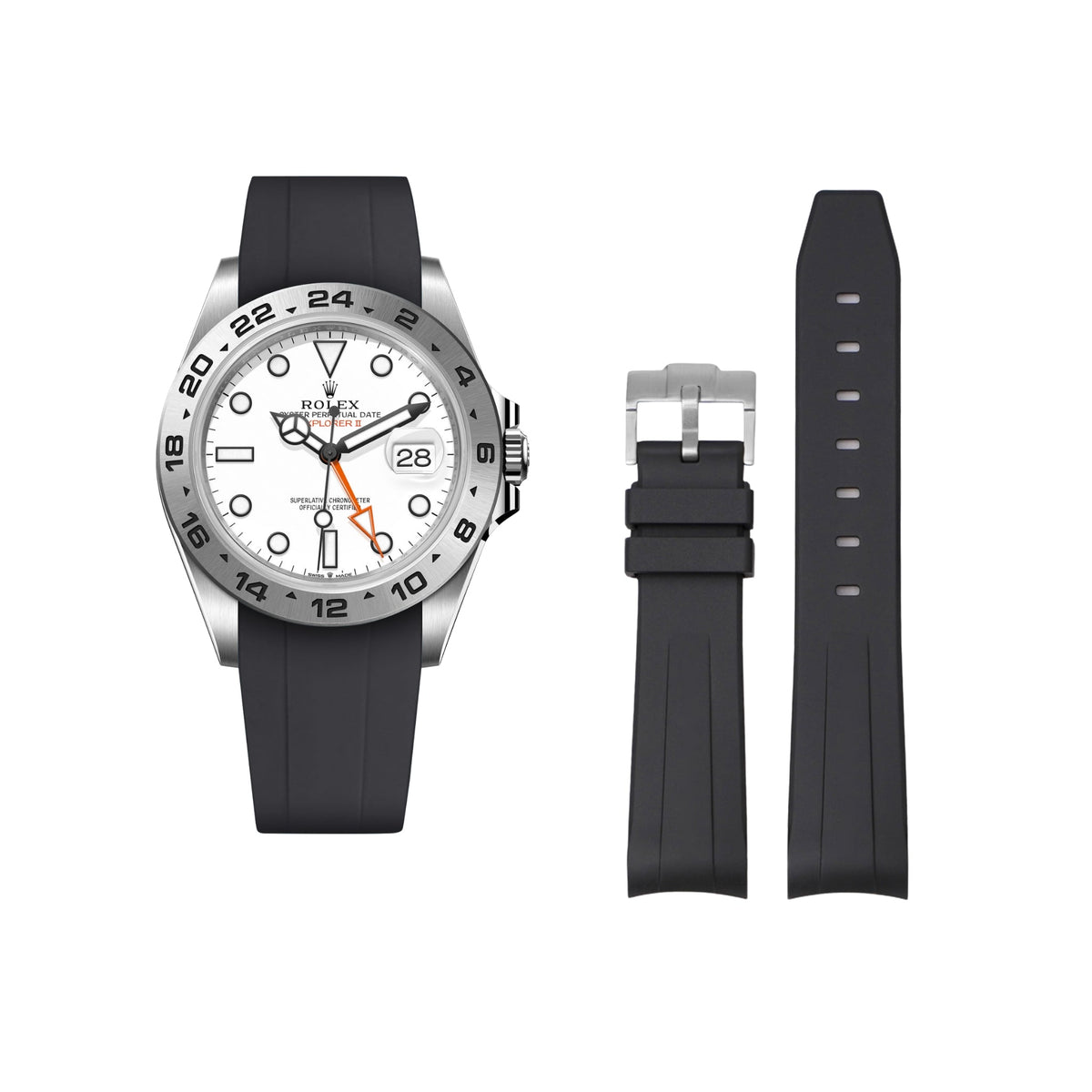 Rolex Explorer II Rubber Strap in Black - Helvetus® Switzerland