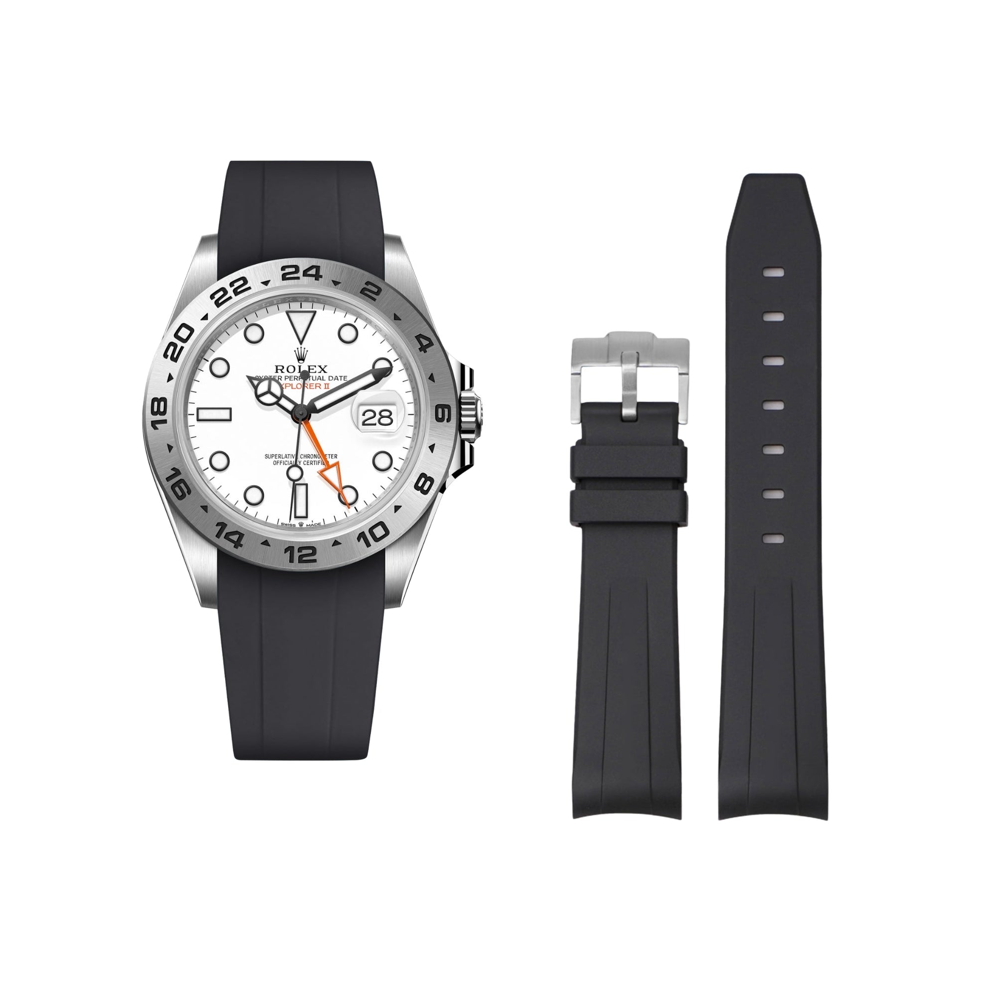 Rolex Explorer II Rubber Strap in Black - Helvetus® Switzerland