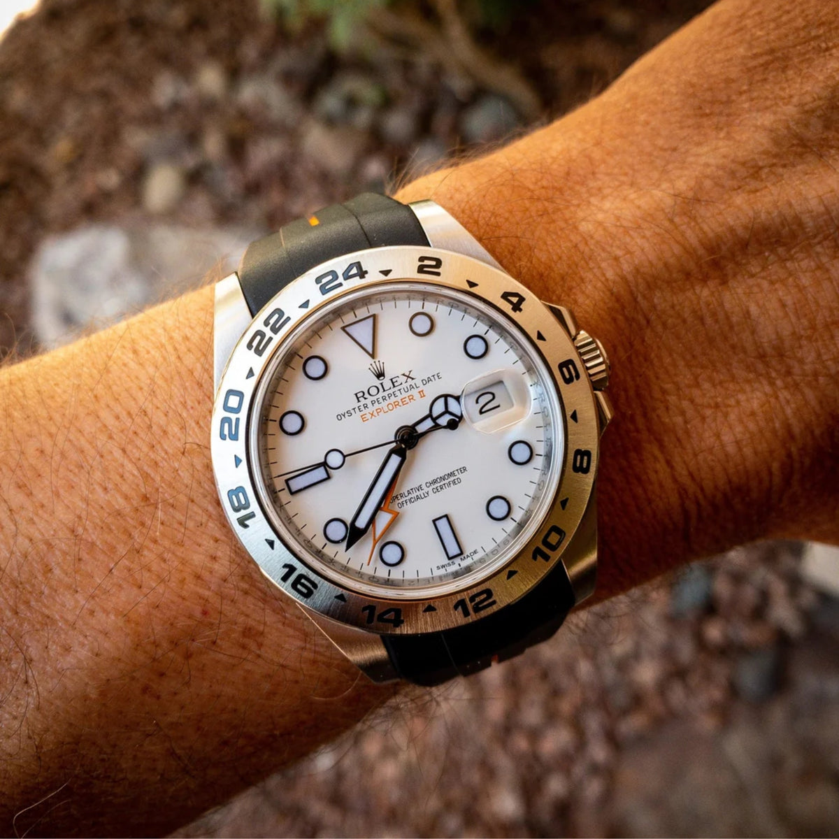 Rolex Explorer II Rubber Strap in Black/Orange - Helvetus® Switzerland