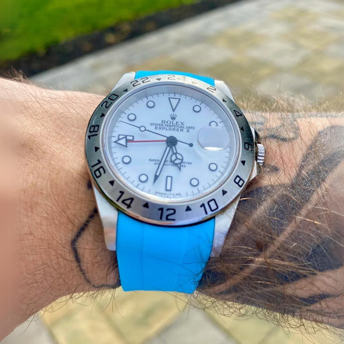 Rolex Explorer II Rubber Strap in Light Blue - Helvetus® Switzerland