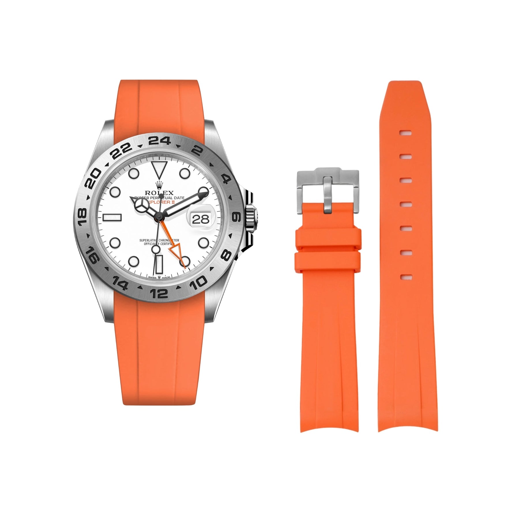 Rolex Explorer II Rubber Strap in Orange - Helvetus® Switzerland