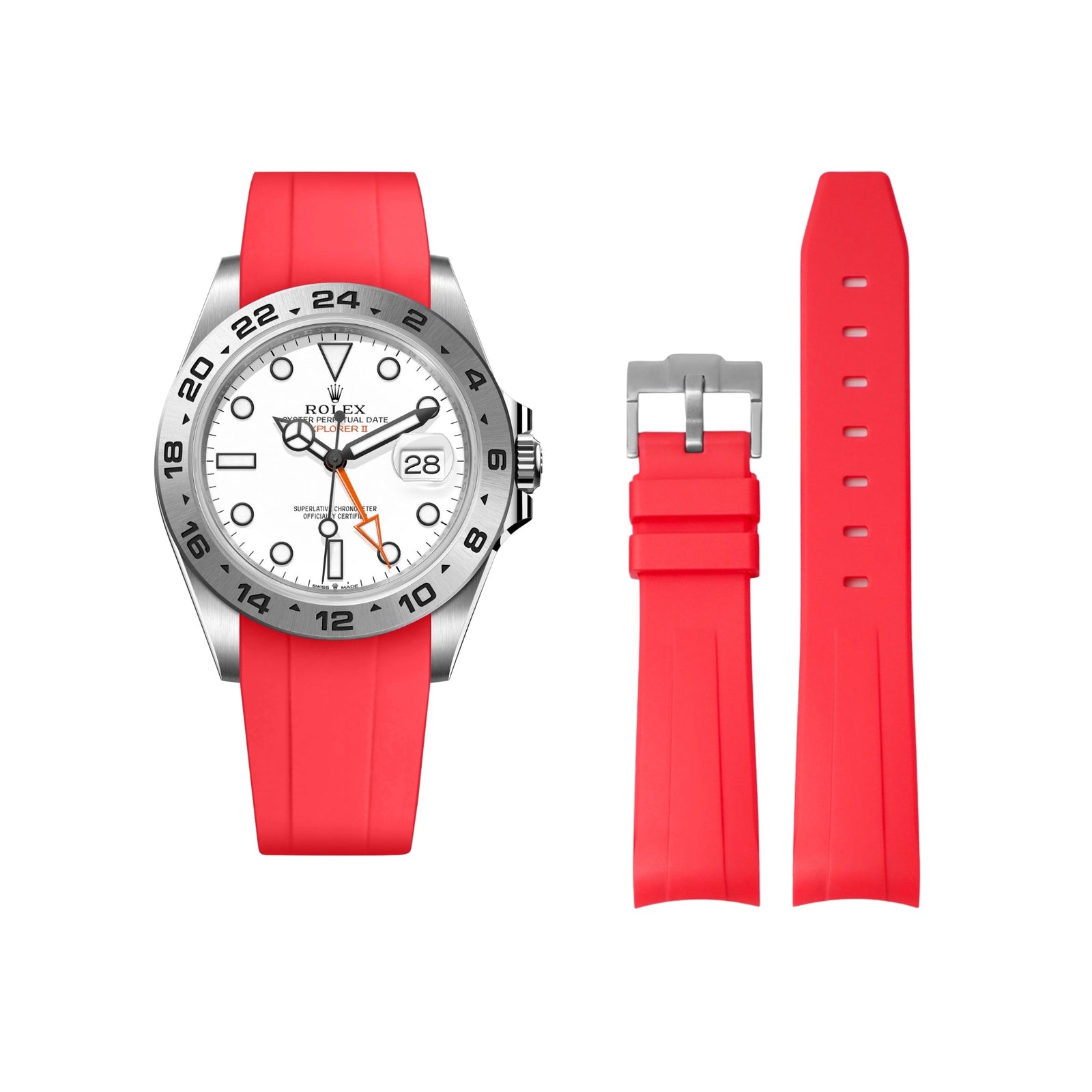 Rolex Explorer II Rubber Strap in Red - Helvetus® Switzerland