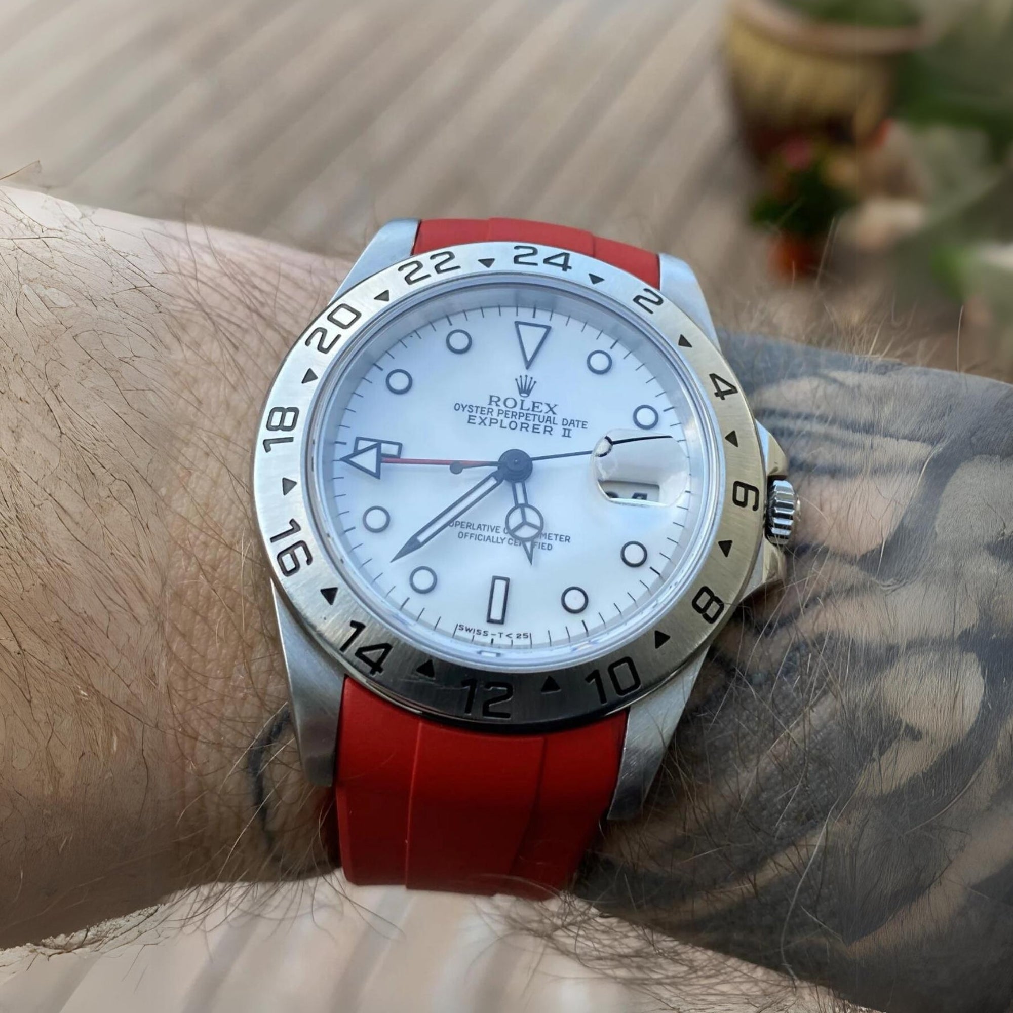 Rolex Explorer II Rubber Strap in Red - Helvetus® Switzerland