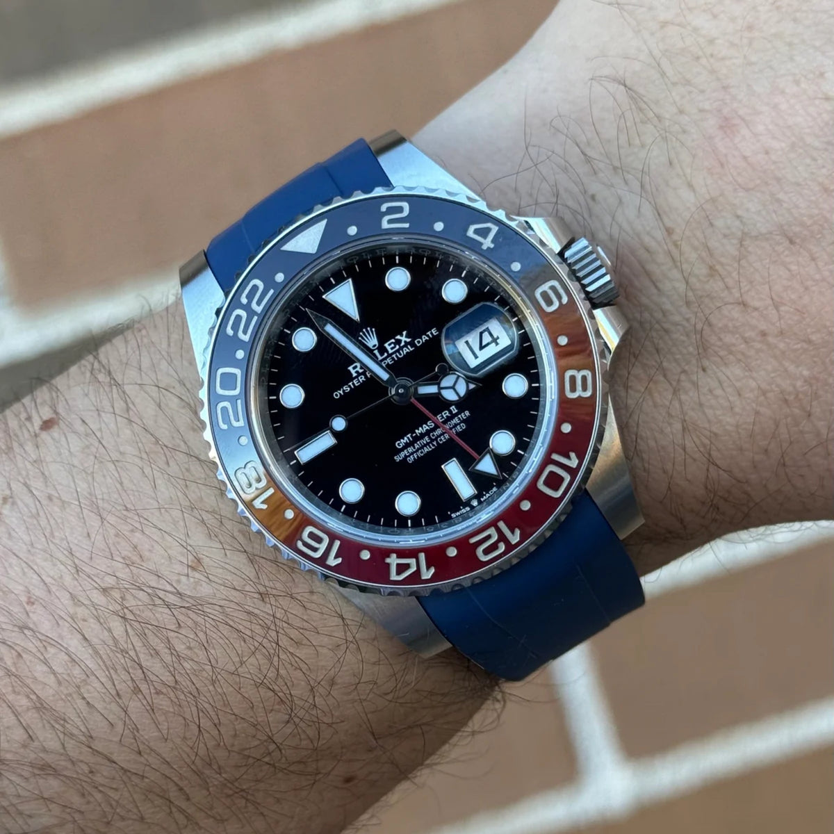 Rolex GMT-Master II Rubber Strap in Navy Blue - Helvetus® Swiss Straps