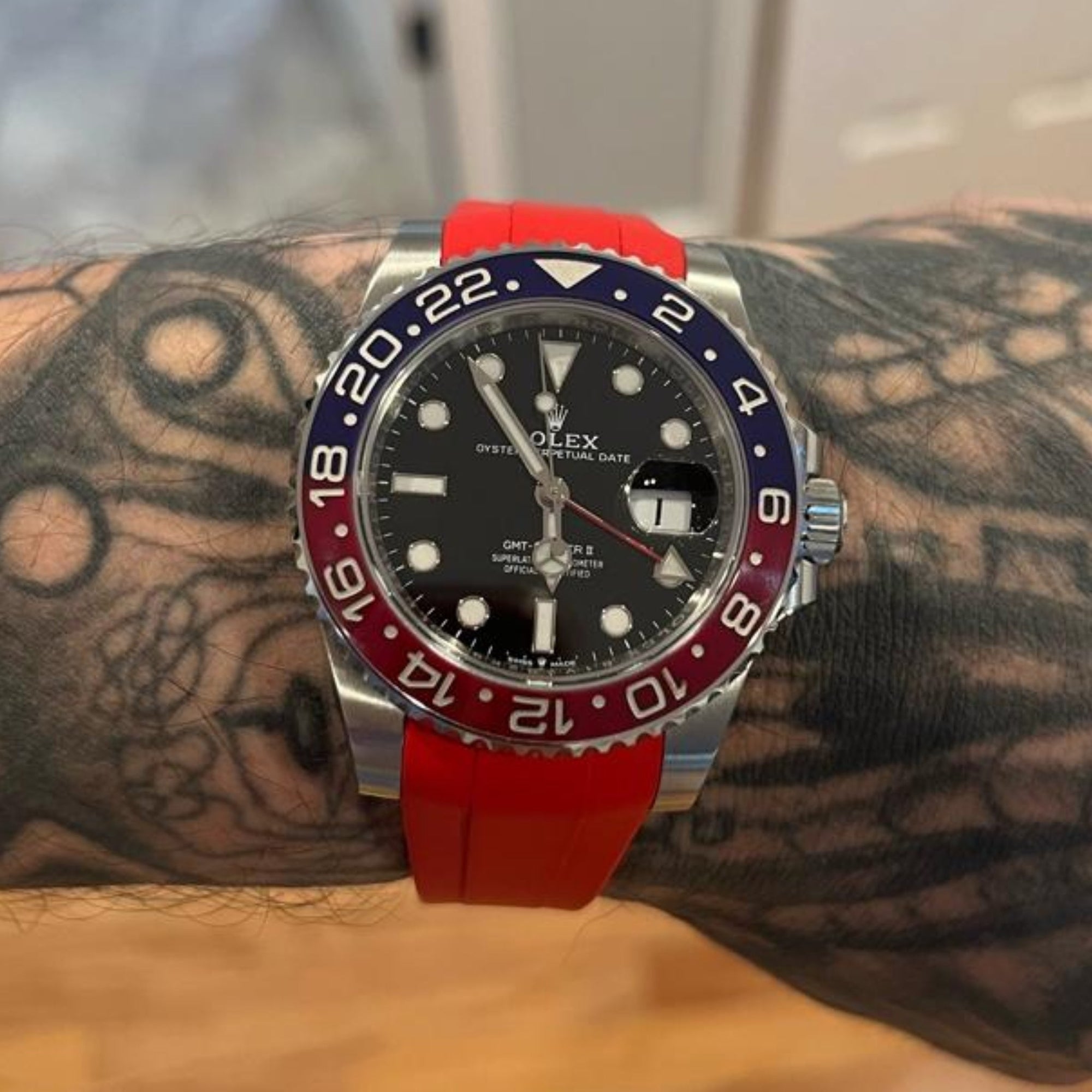 Rolex GMT-Master II Rubber Strap in Red - Helvetus® Swiss Straps