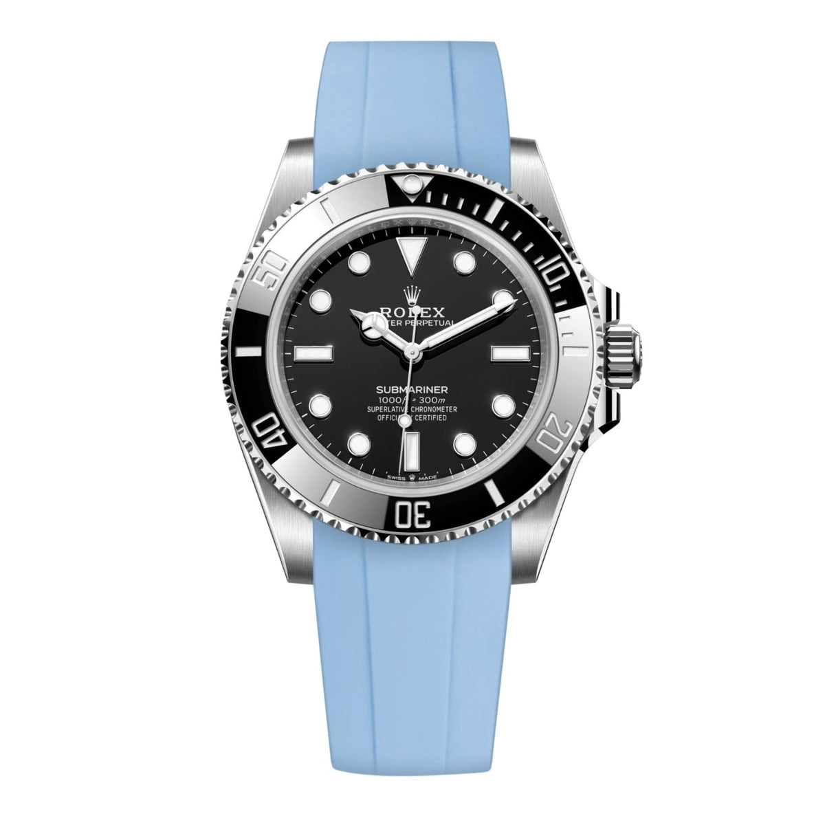 Baby Blue Rubber Strap for Rolex Submariner – Soft Tone | Helvetus®