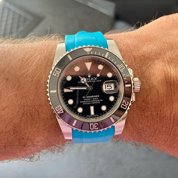 Light Blue Rubber Strap for Rolex Submariner – Fresh Fit | Helvetus®
