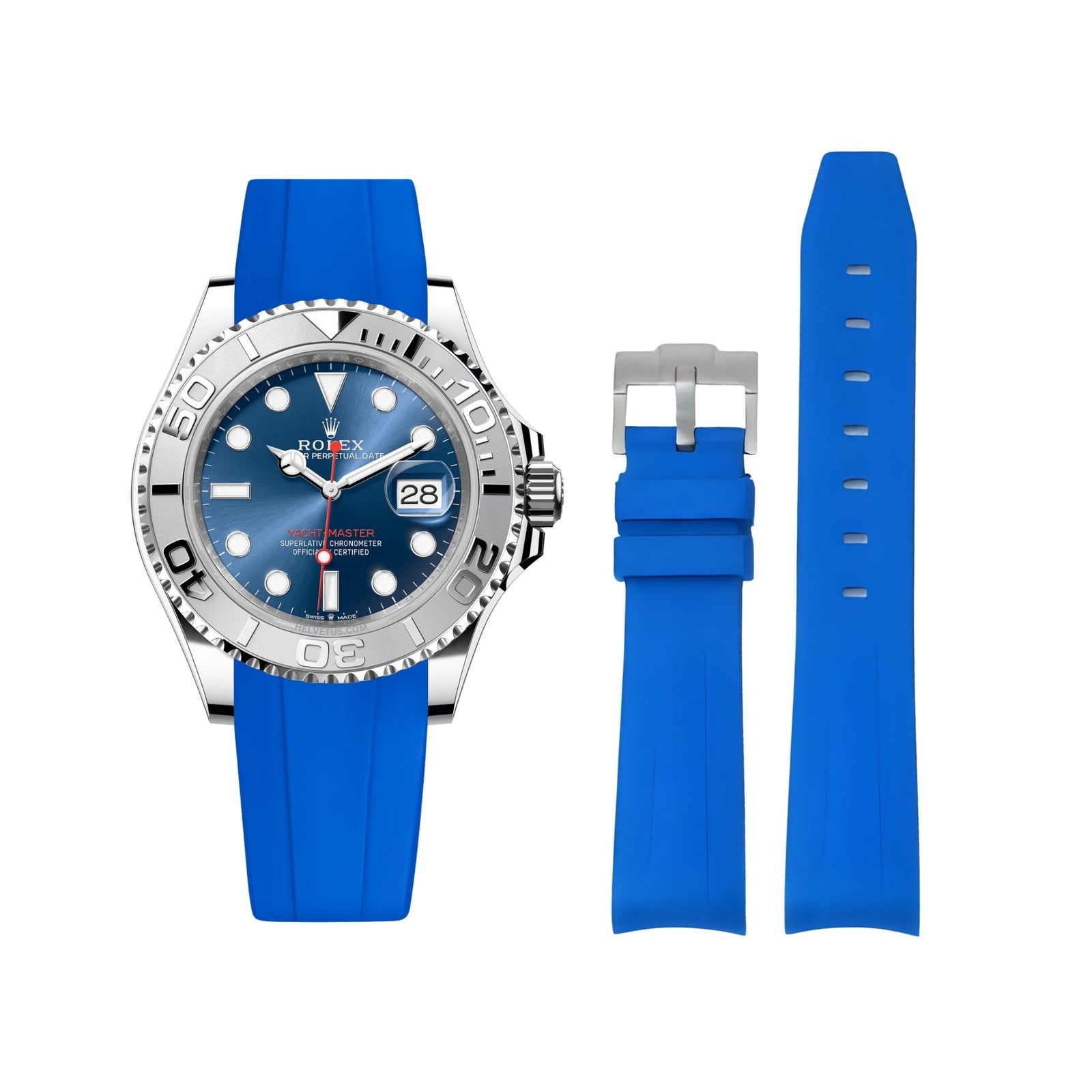 Rolex Yacht-Master Rubber Strap in Blue - Helvetus® Swiss Straps